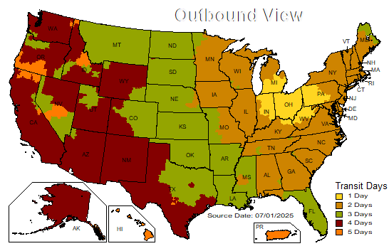 What is the transportation time for UPS Ground to my location in the ...